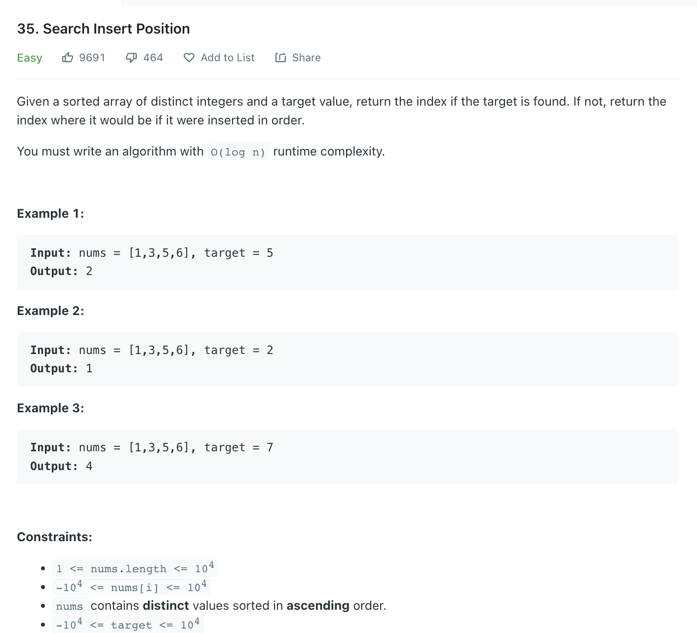 35. Search Insert Position | LikeeCat's Blog 35. Search Insert Position | LikeeCat's Blog